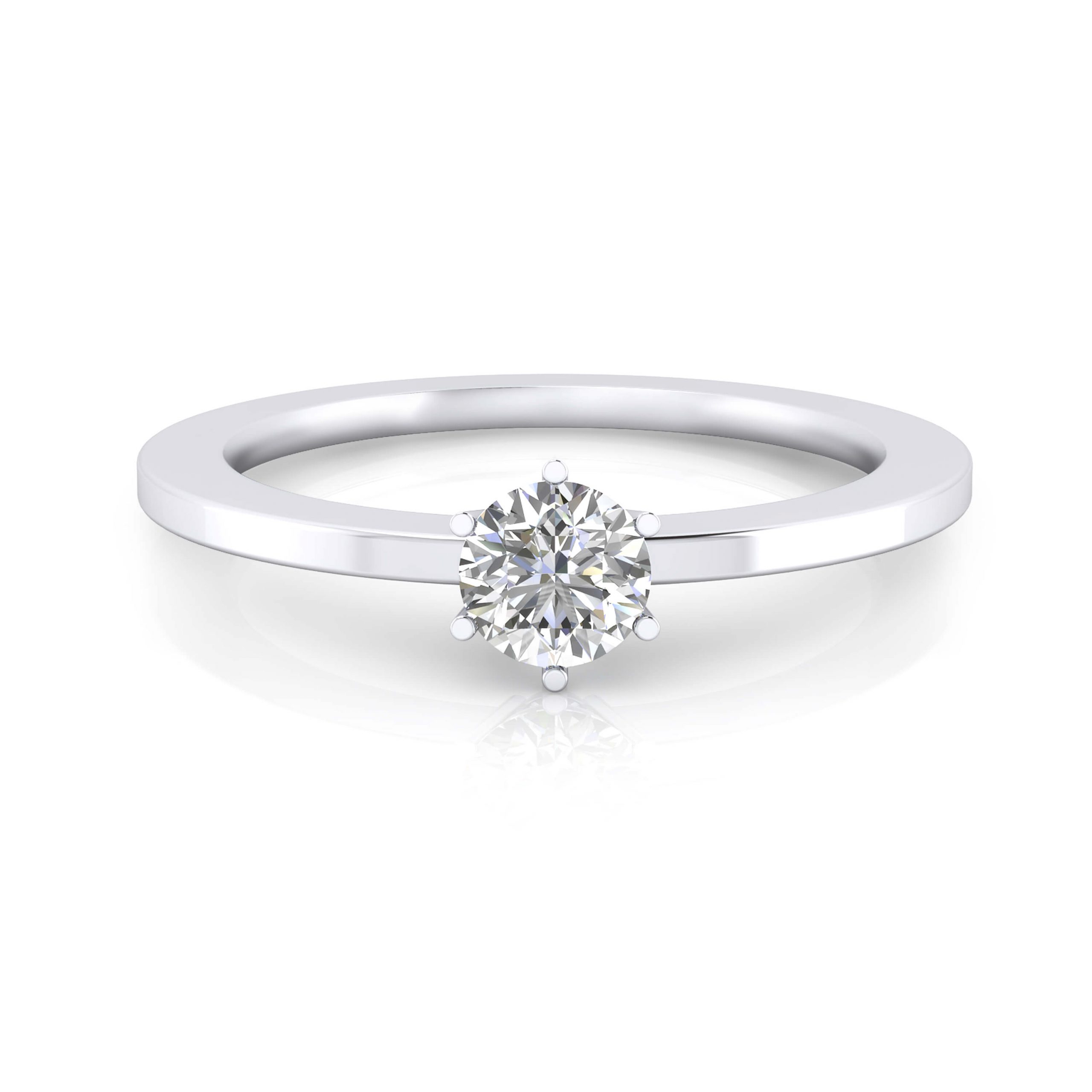 White gold engagement ring with a round cut shape diamond - Clemència ...