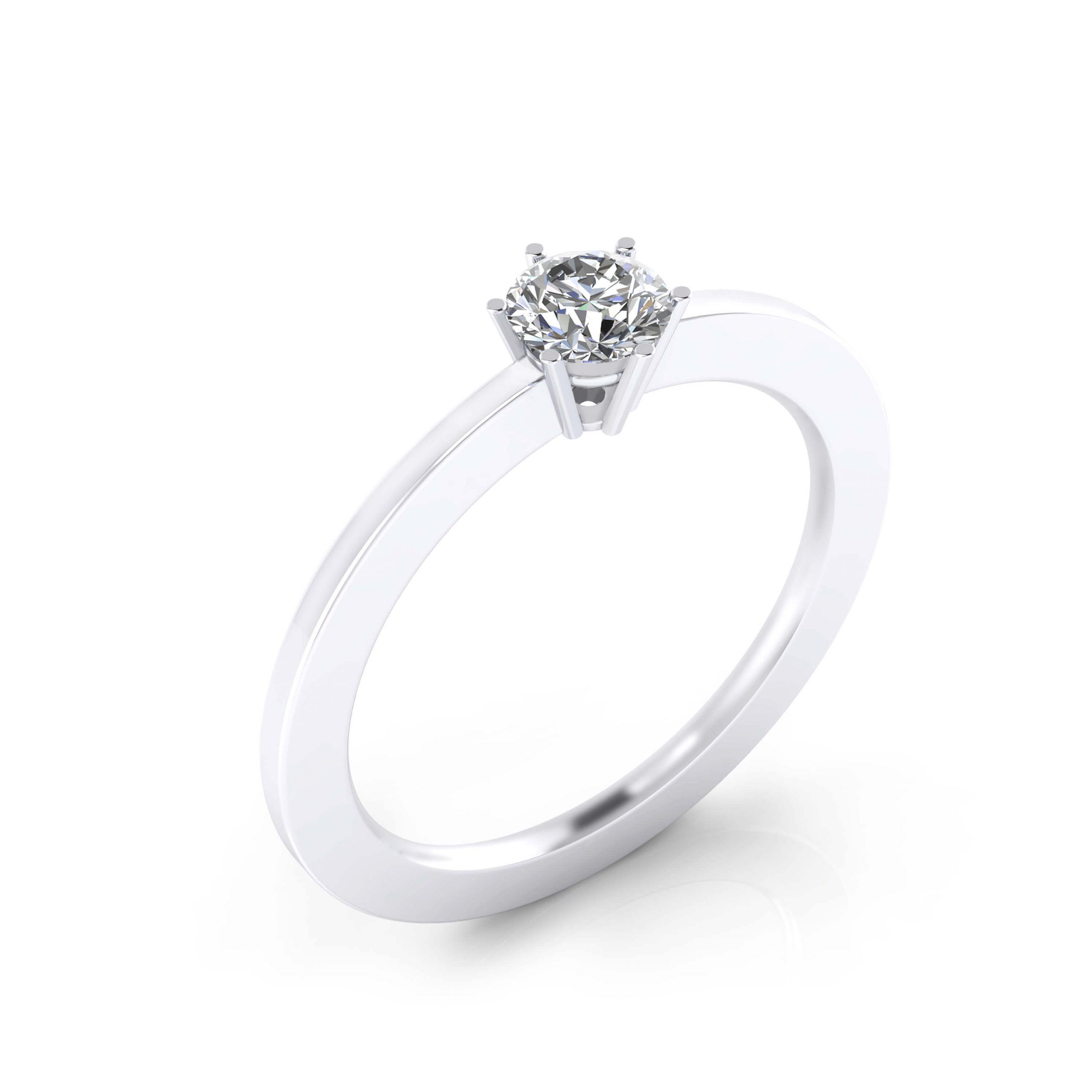 White gold engagement ring with a round cut shape diamond - Clemència ...