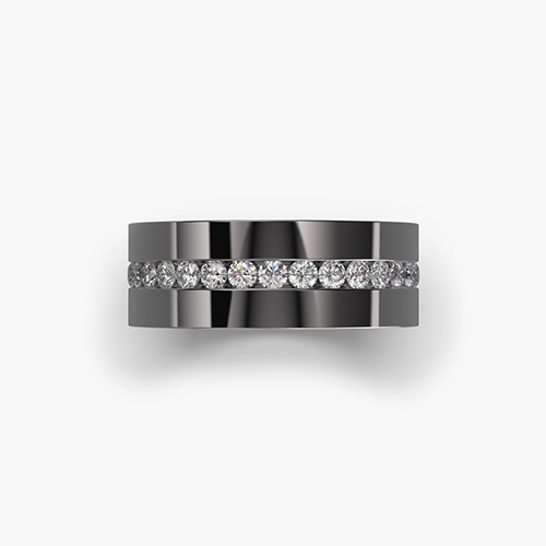 Anillo de oro negro con 113 diamantes - Joyería Clemència Peris