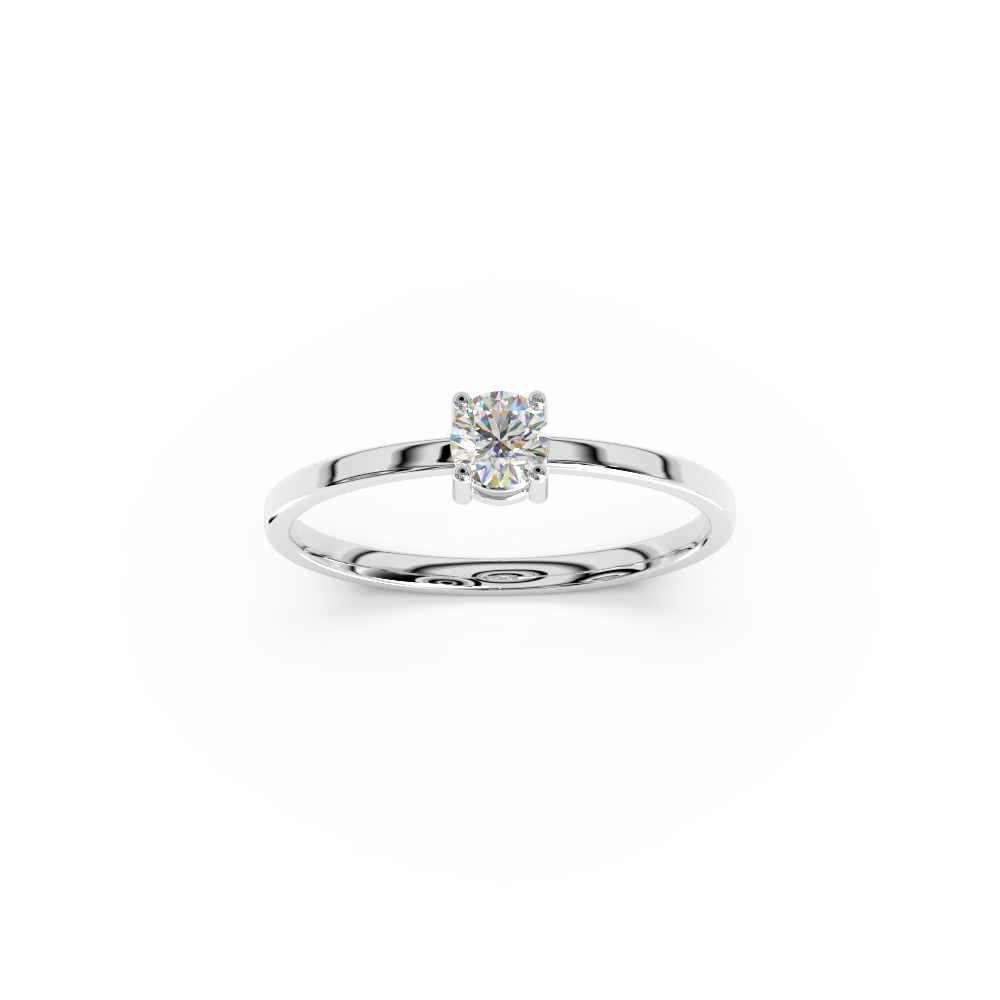 Solitaire ring with round cut shape diamond- Clemència Peris ® Jewellery