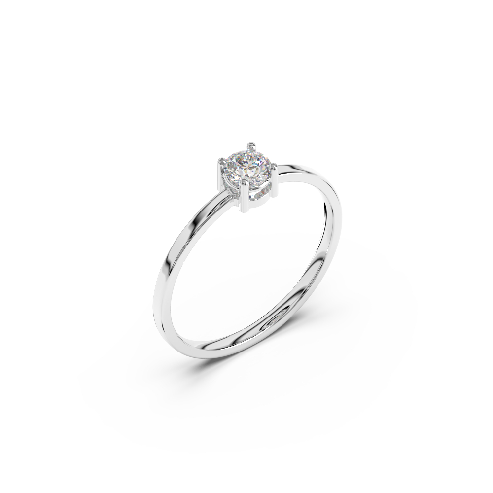 Solitaire ring with round cut shape diamond- Clemència Peris ® Jewellery